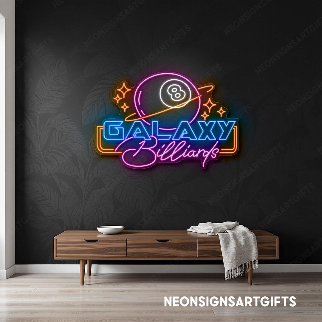 Galaxy Billiards Led Neon Sign, 8 Ball Galaxy Billiards Led Wall Light ...