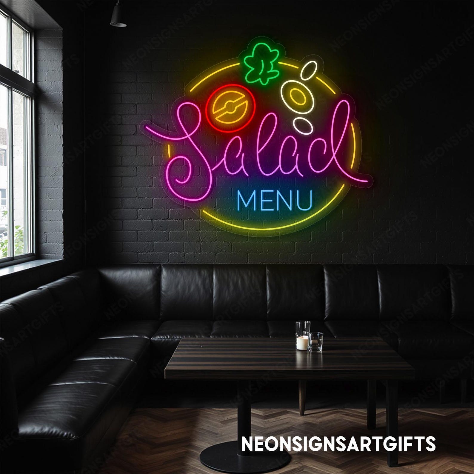 Salad Menu Neon Sign, Healthy Salad Menu Neon Sign, Custom Salad Menu ...
