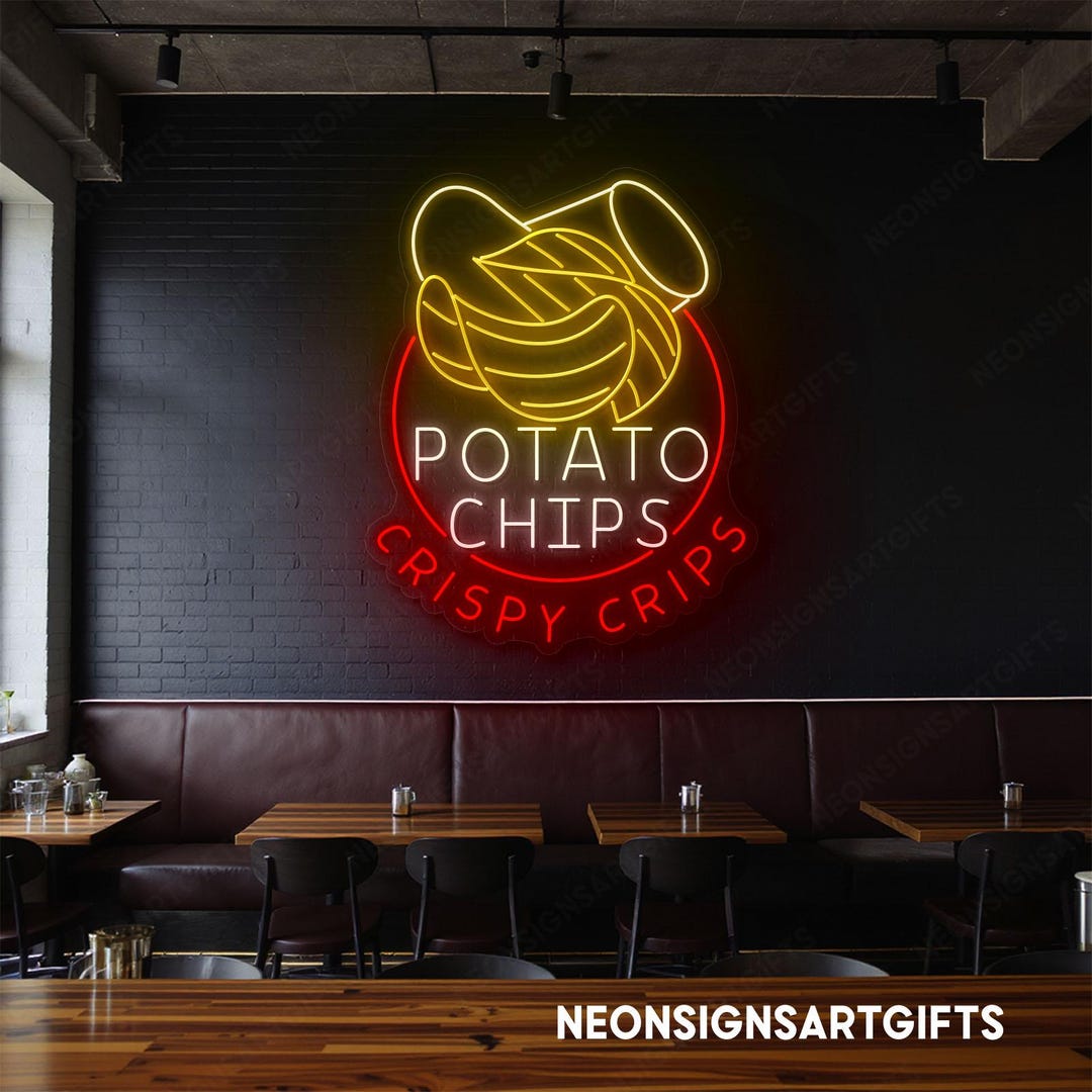 Potato Chips Crispy Crips Neon Sign, Crispy Snack LED Wall Light ...