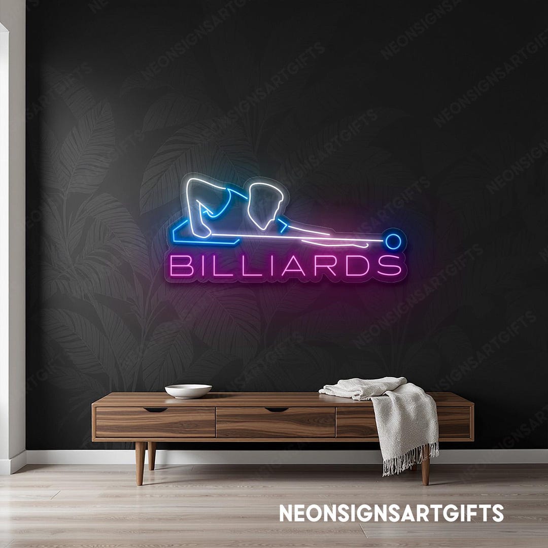Billiards Player Led Neon Sign, Billiards Pool Hall Led Art Pool Table ...