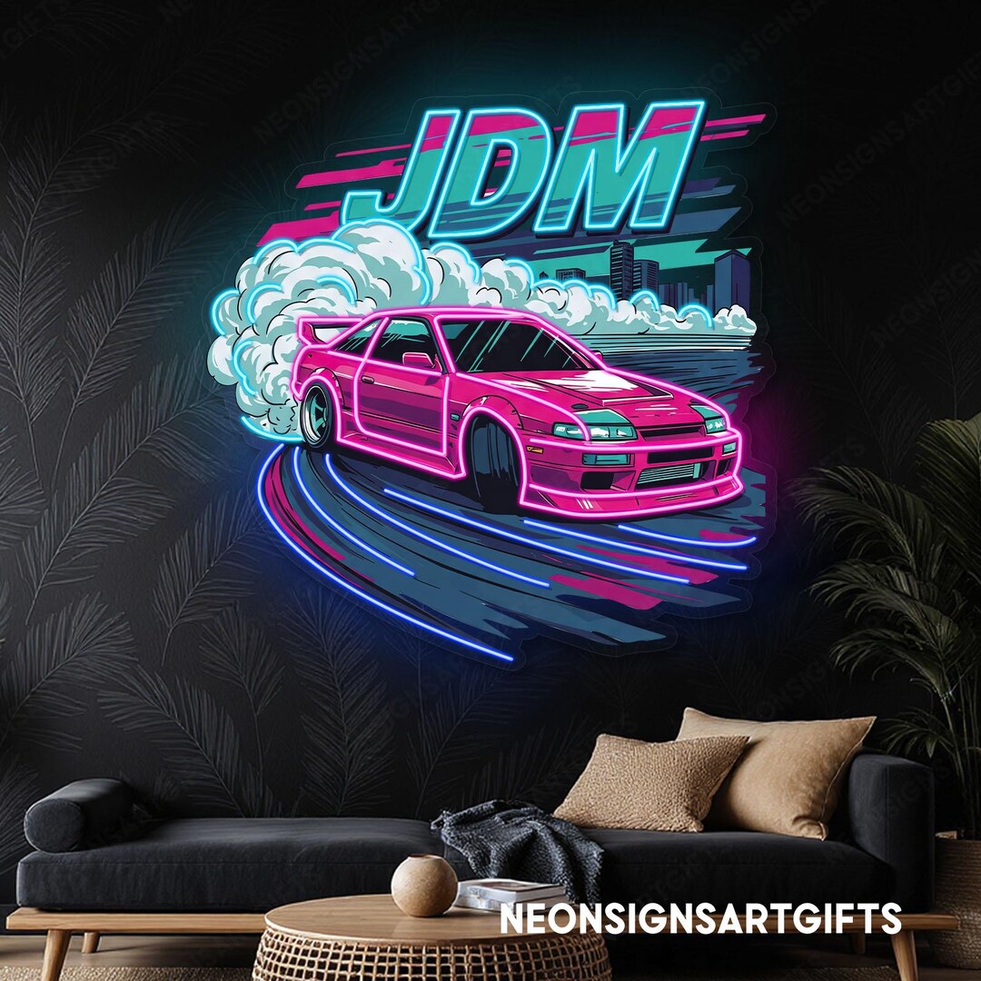 JDM Drift Car Neon Uv Print Sign, Japanese Street Racing Neon Uv Wall ...