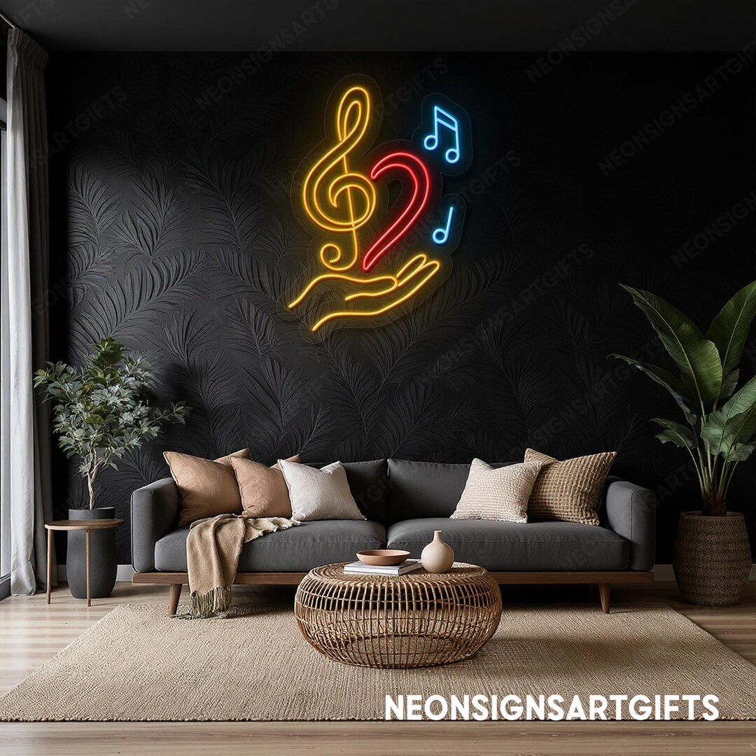 Music Heart Neon Sign, Treble Clef Heart Neon Sign, Treble Clef LED ...