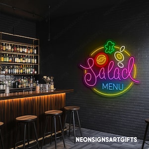 Salad Menu Neon Sign, Healthy Salad Menu Neon Sign, Custom Salad Menu ...