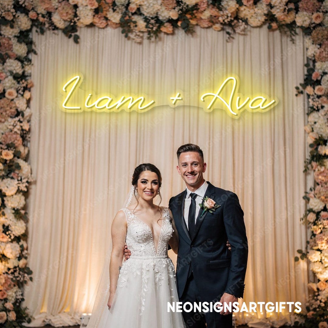 Wedding Couple Names Led Wall Light, Custom Last Name Wedding Neon ...