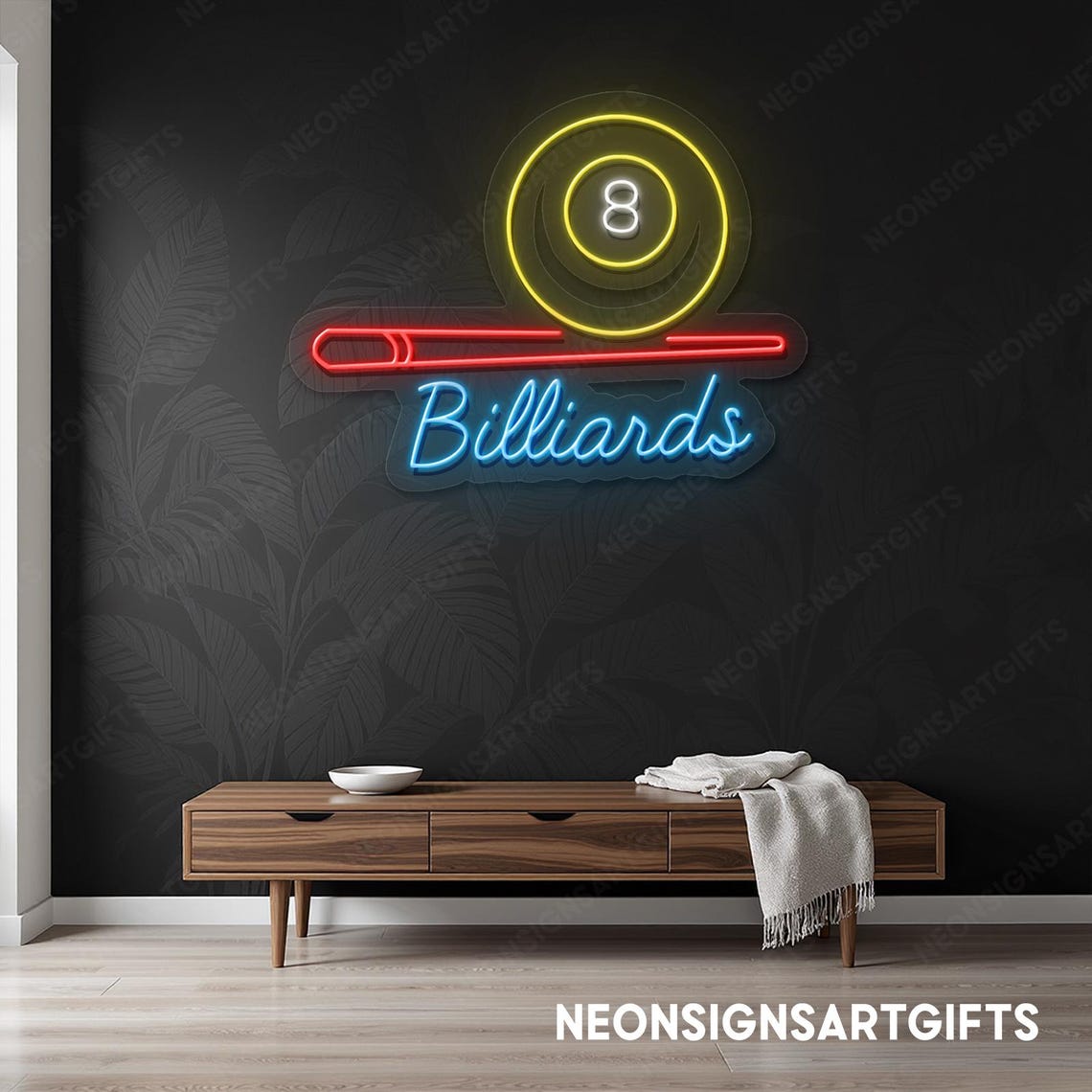Billiards 8 Neon Sign, Billiards 8 Ball Pool Led Light, Pool Table Game ...