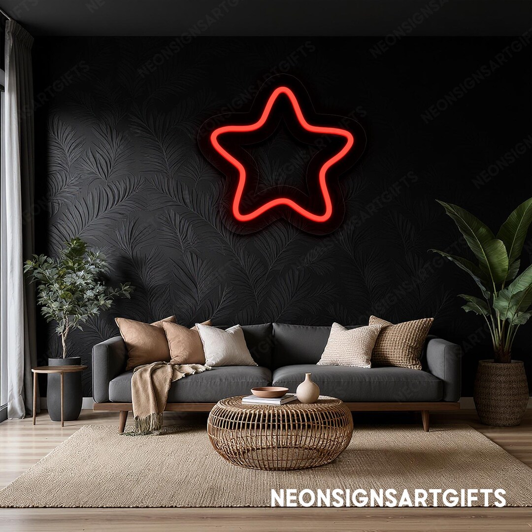 Star Shape Neon Sign, Star Outlines Led Light, Star Shape LED Neon Wall ...