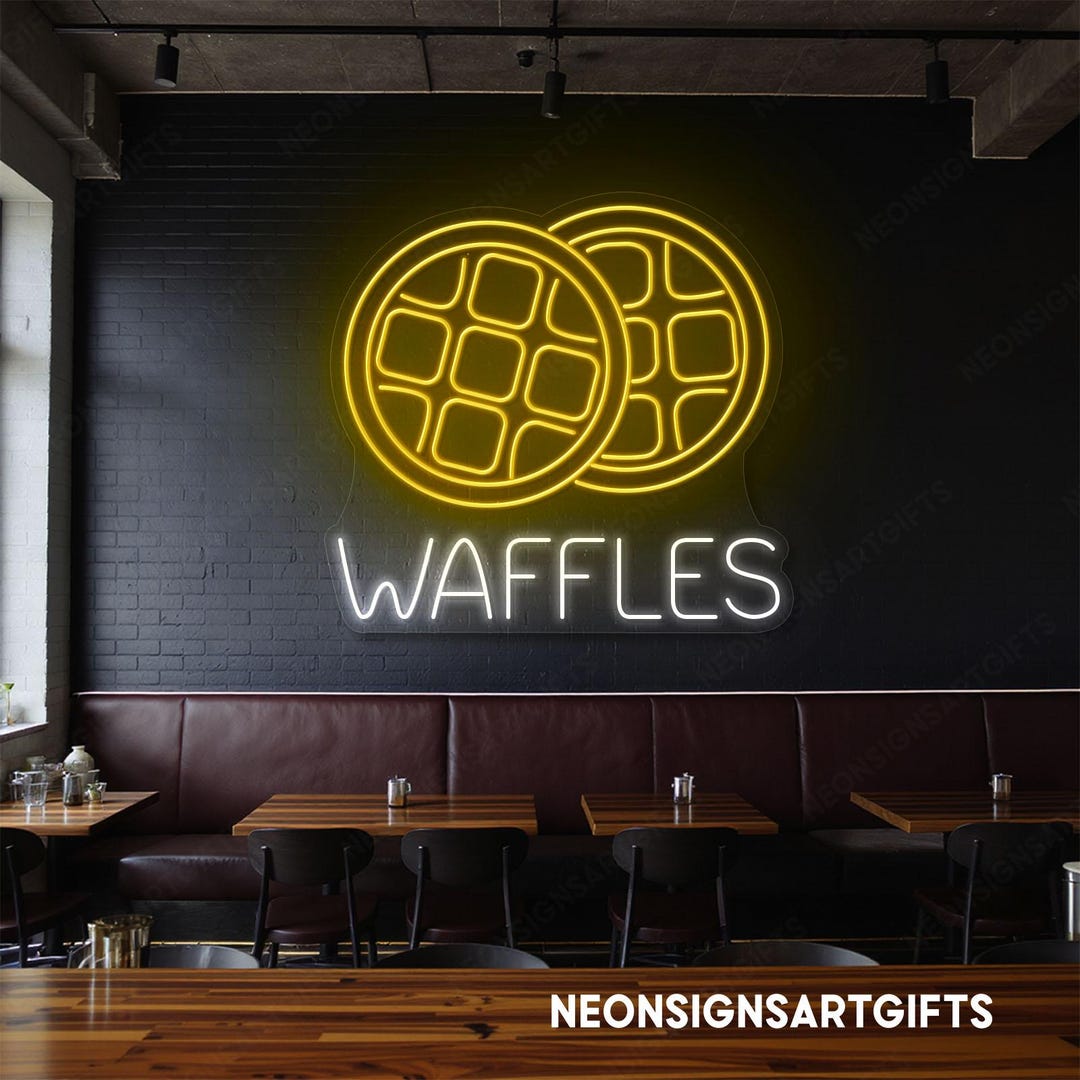 Waffles Breakfast Led Neon Sign, Waffle House Led Art Dessert Shop ...
