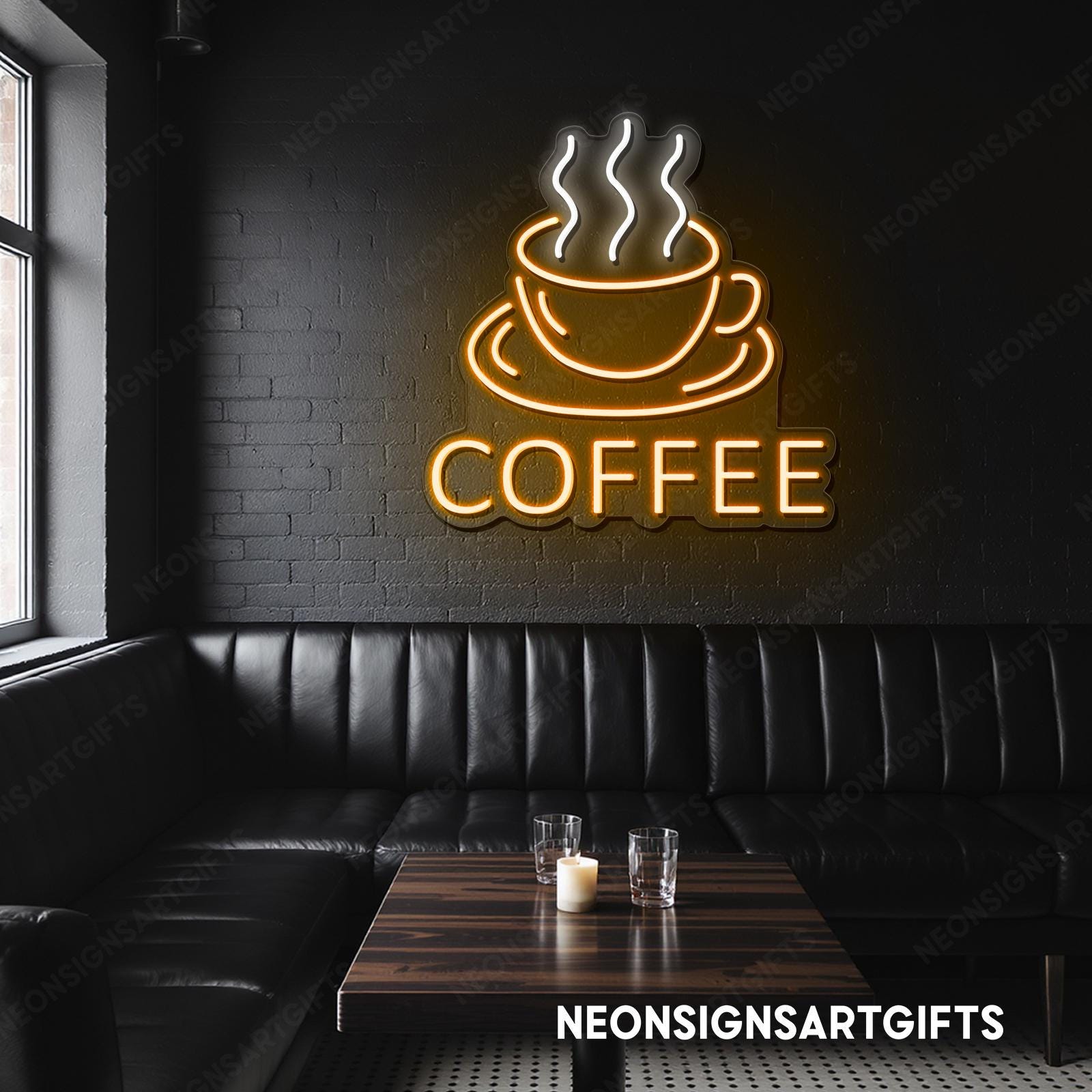 Hot Coffee Cup Neon Sign, Coffee Cup Neon Sign, Cafe Bar Decor Sign ...