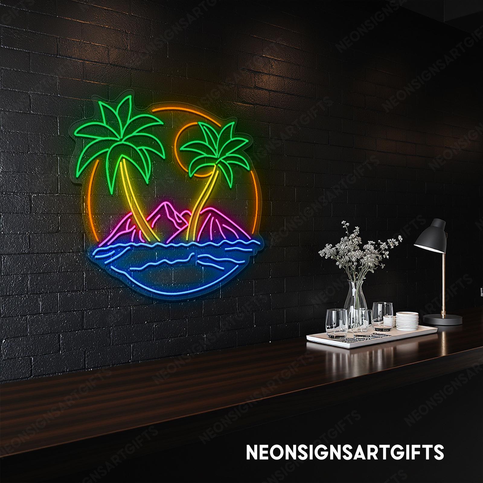 Tropical Vibes Neon Sign, Palm Tree Led Wall Light, Island Beach Neon ...
