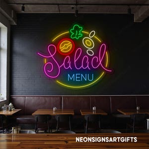 Salad Menu Neon Sign, Healthy Salad Menu Neon Sign, Custom Salad Menu ...