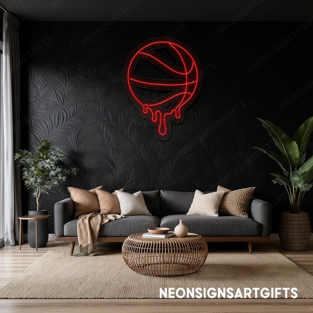 Dripping Basketball Neon Sign, Basketball Led Light Art, Basketball ...