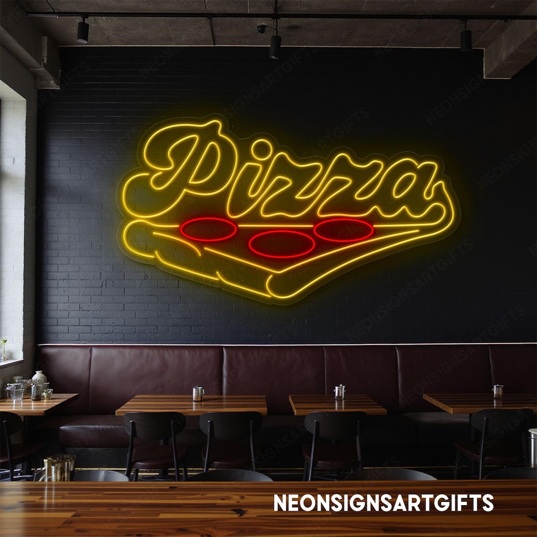Pizza Script Led Neon Sign, Pizzeria Led Light Wall Art, Pizza Retro Diner Decor Sign, Vintage ...