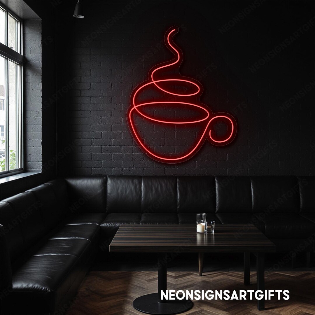 Coffee Cup Neon Sign, Steaming Hot Coffee LED Light, Hot Coffee Cup ...