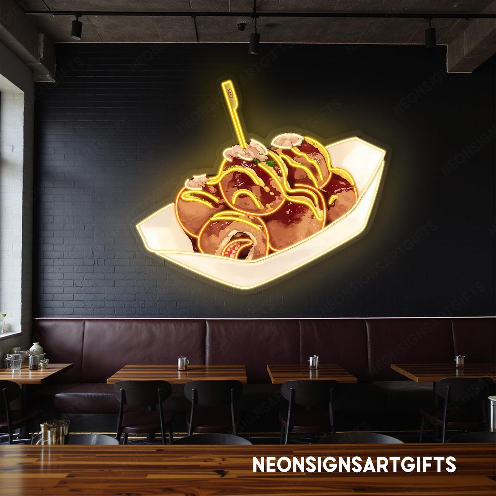 Takoyaki Neon Sign, Octopus Ball Led Wall Light Japanese Street Food ...