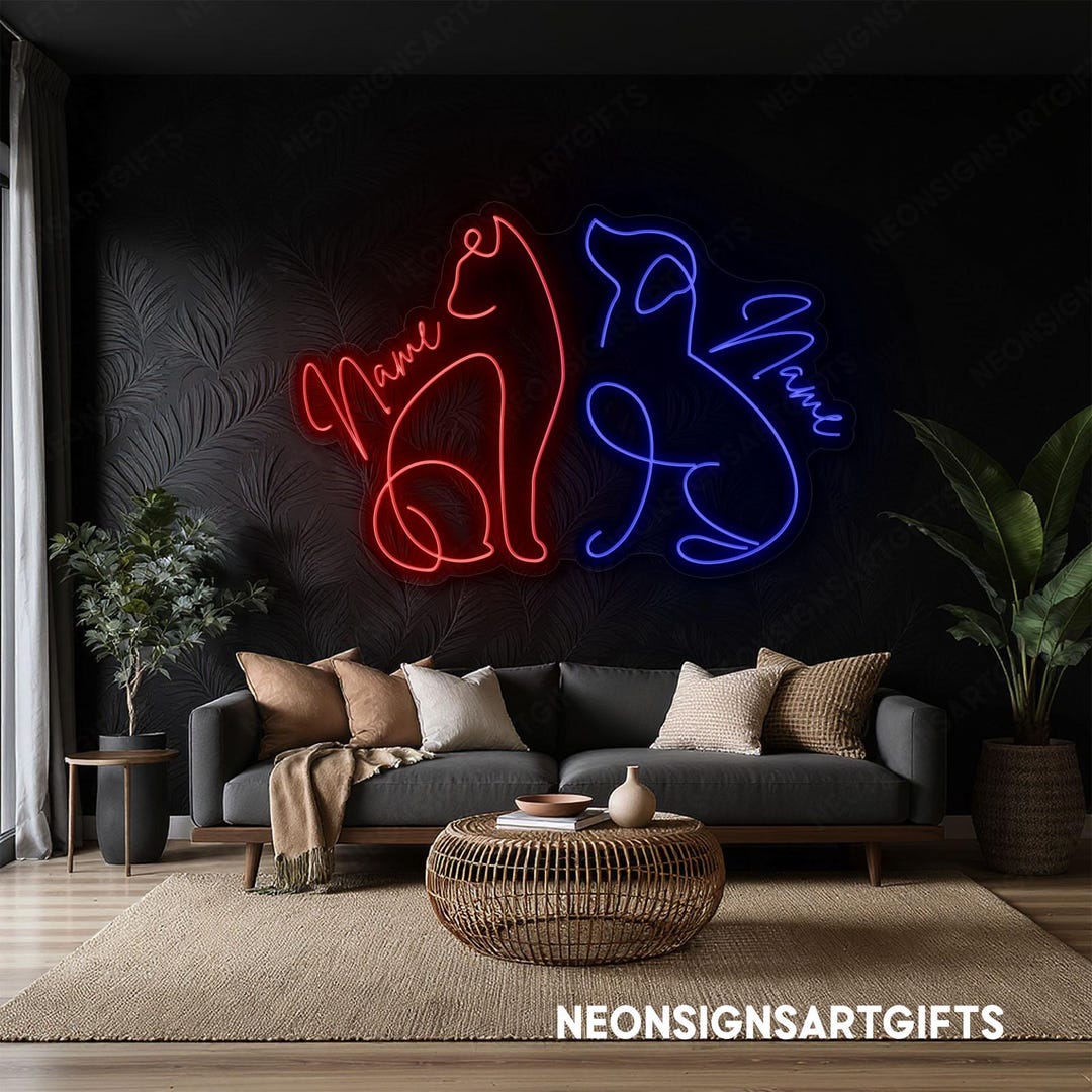 Personalized Pet Neon Sign, Custom Name Cat and Dog Neon Sign, Custom ...