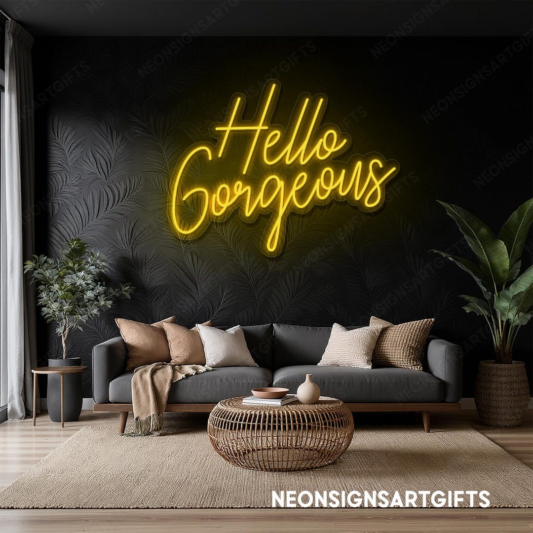 Hello Gorgeous Neon Sign, Hello Gorgeous Wall Art Neon Light, Quote ...