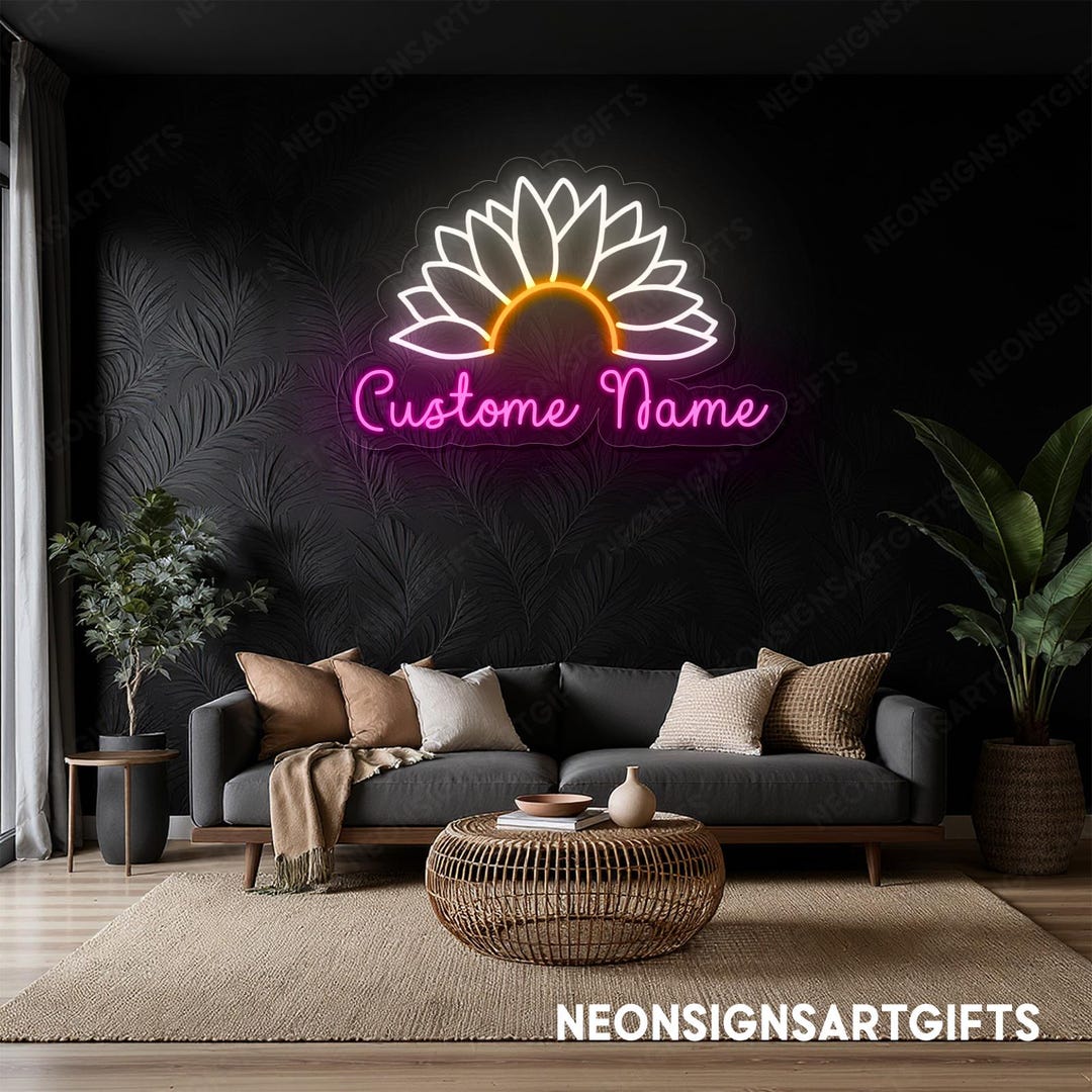 Custom Name Sunflower Neon Sign, Personalized Name Sunflower LED Light ...