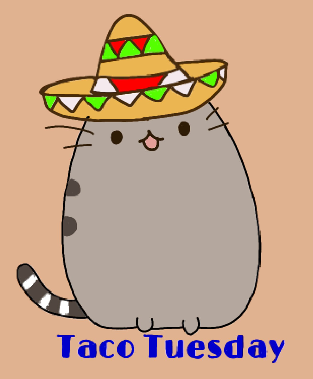 Cute pusheen cat Taco Tuesday digital drawing | Etsy