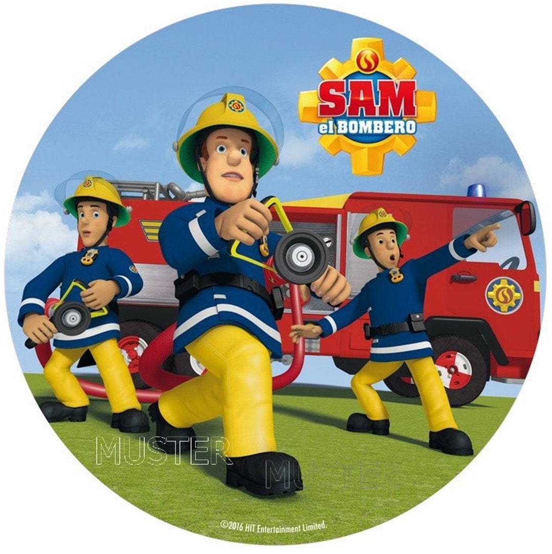 Cake Topper Sam Fireman Wafer Paper Cake Decoration Cut Out With Text ...