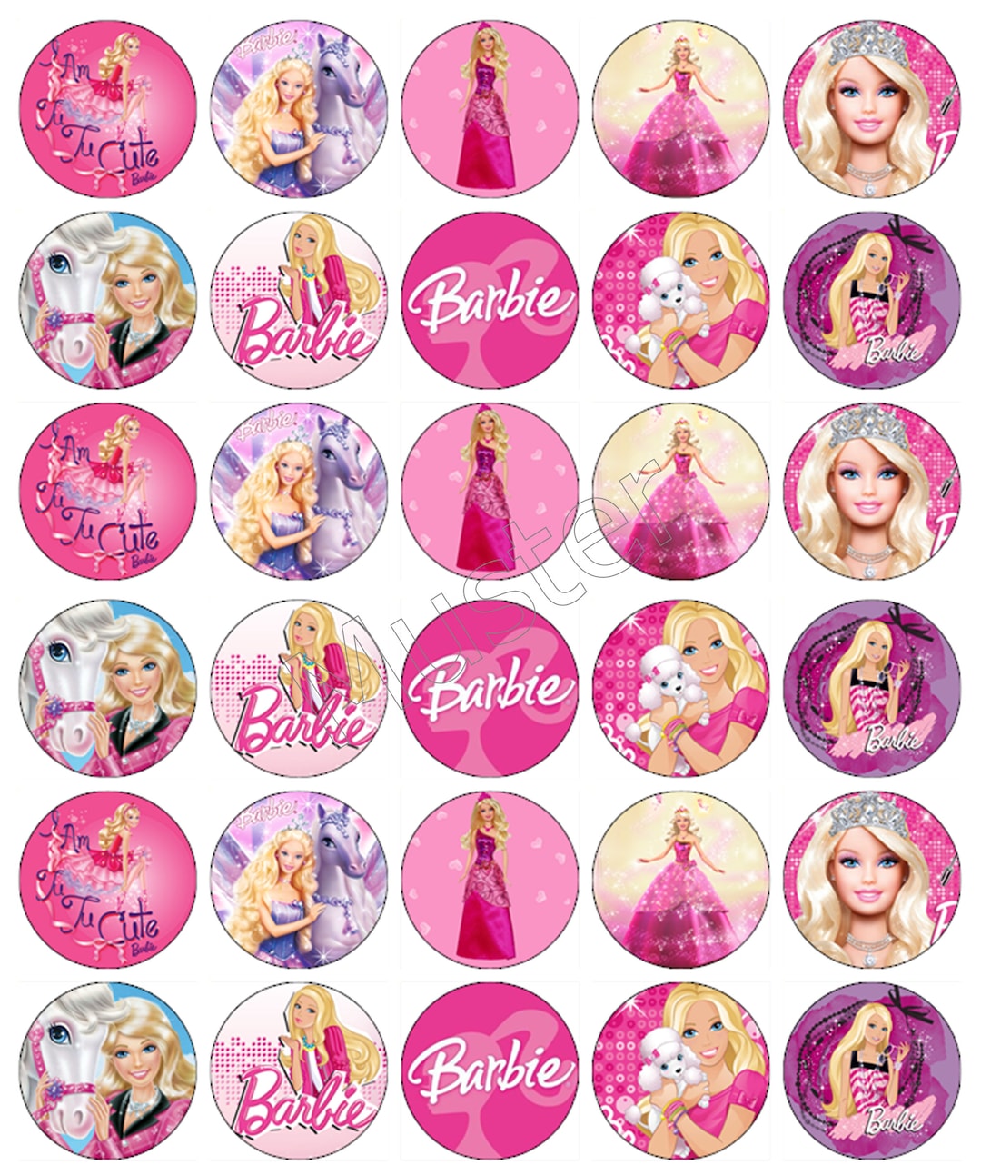 30 Pieces Muffin Toppers Barbie Muffin Decoration Muffin Topper Party ...