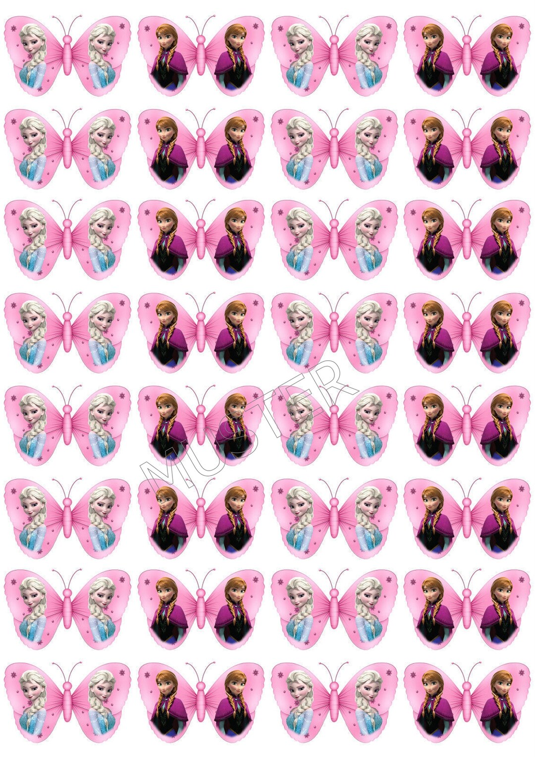 32 Elsa Edible Butterflies Muffin Toppers Cupcake Decoration Frozen ...