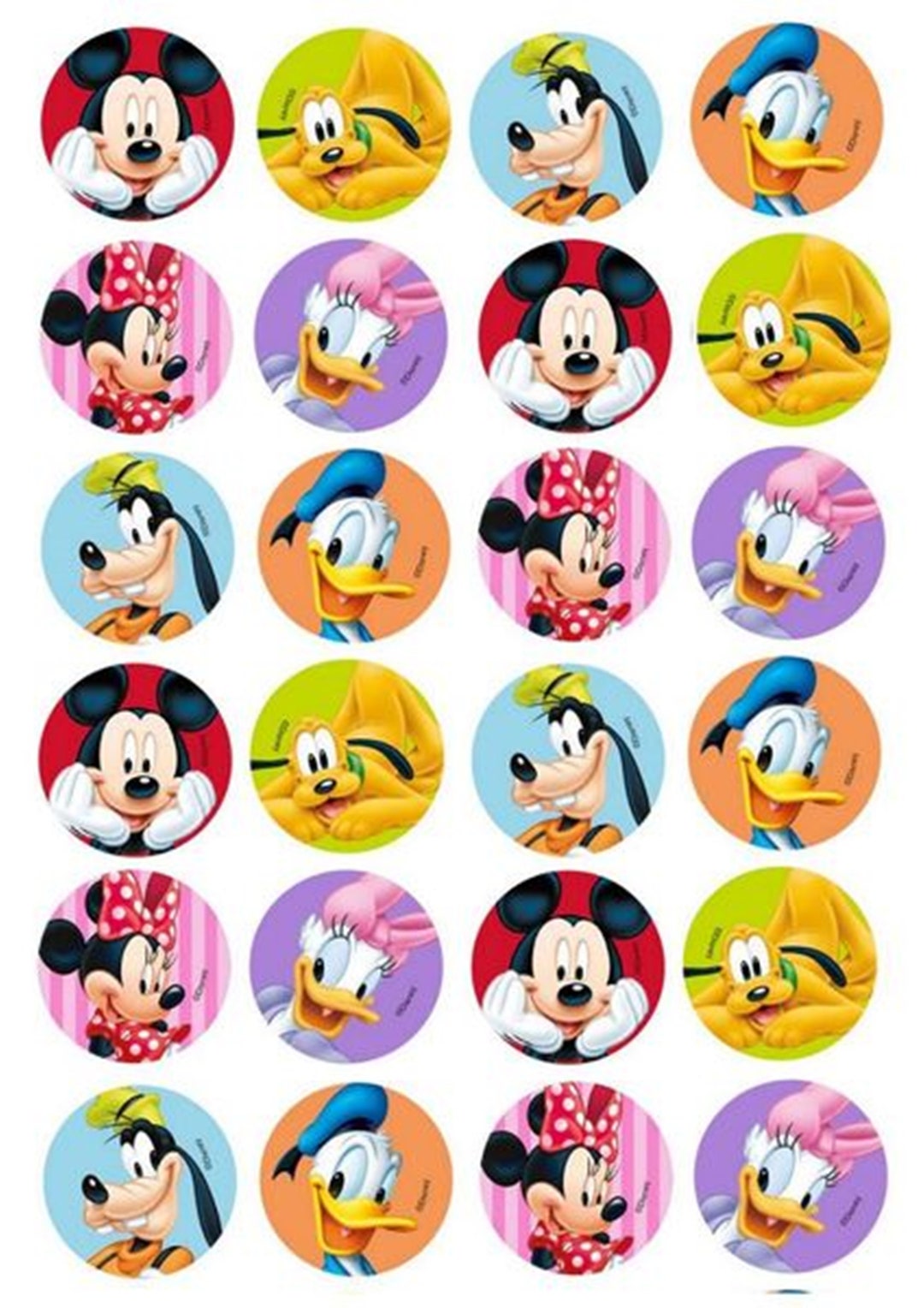 24 Mickey Minnie Mouse Pluto Goofy Donald Muffin Toppers Muffin ...