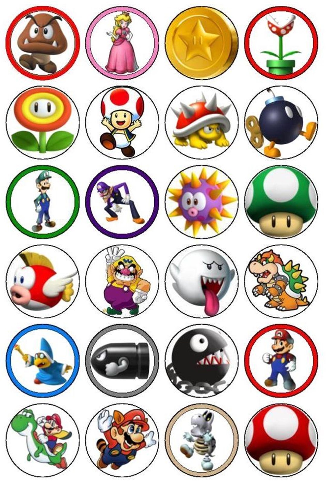 24 Pieces Muffin Toppers Mario Luigi Gumba Coin Muffin Decoration ...