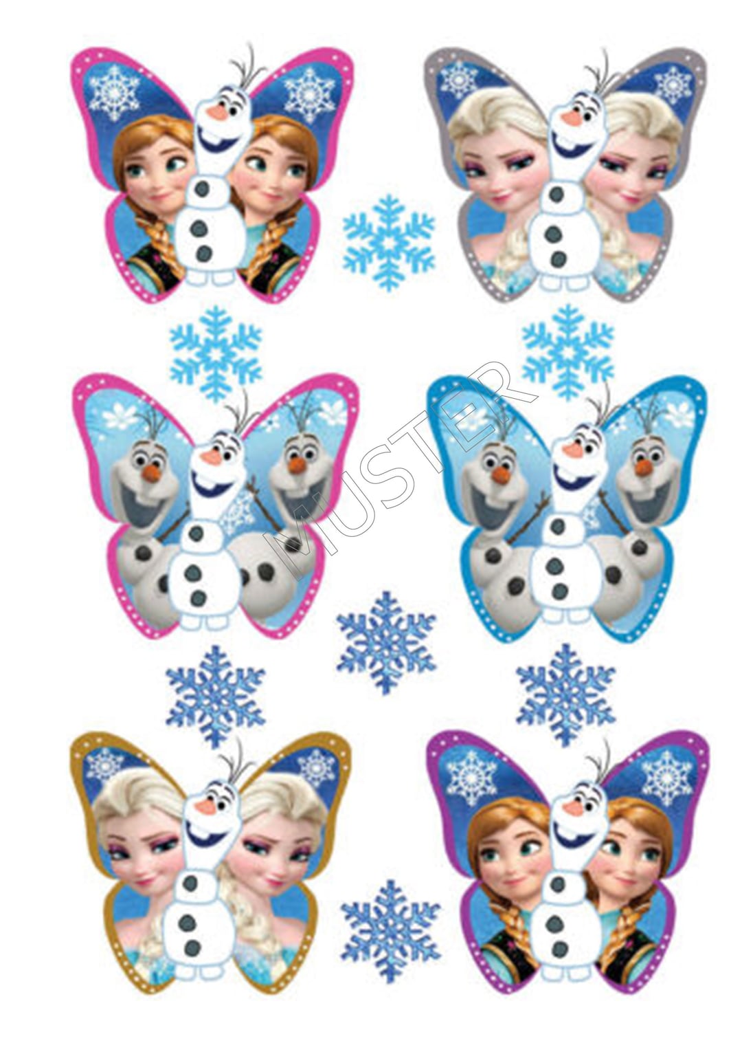 24 Elsa Edible Butterflies Muffin Toppers Cupcake Decoration Ice Queen ...