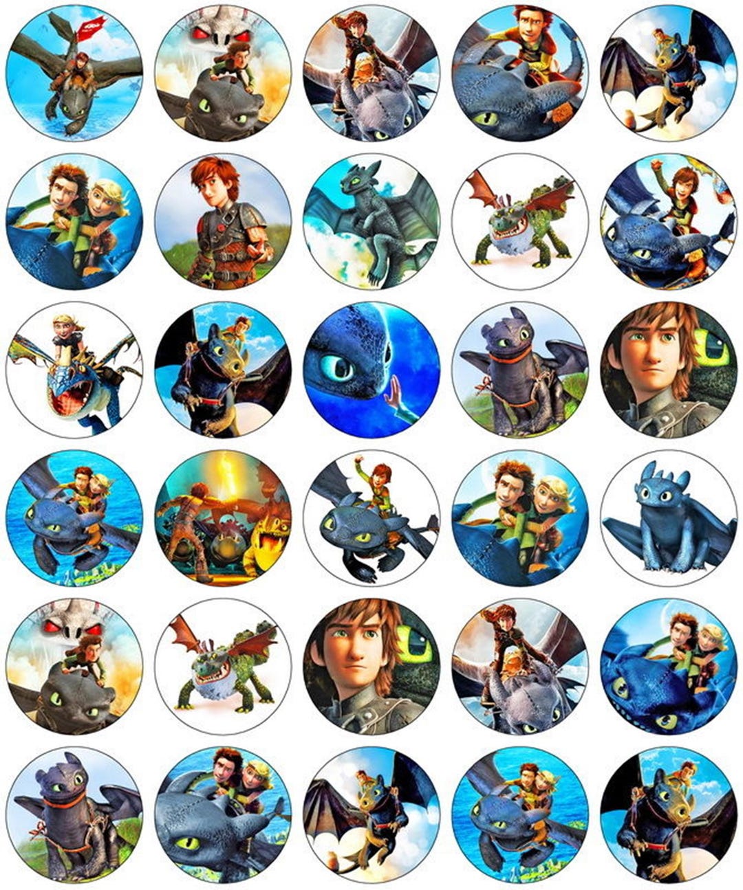 30 Pieces Muffin Topper Dragon Rider Berk Without Tooth Muffin ...