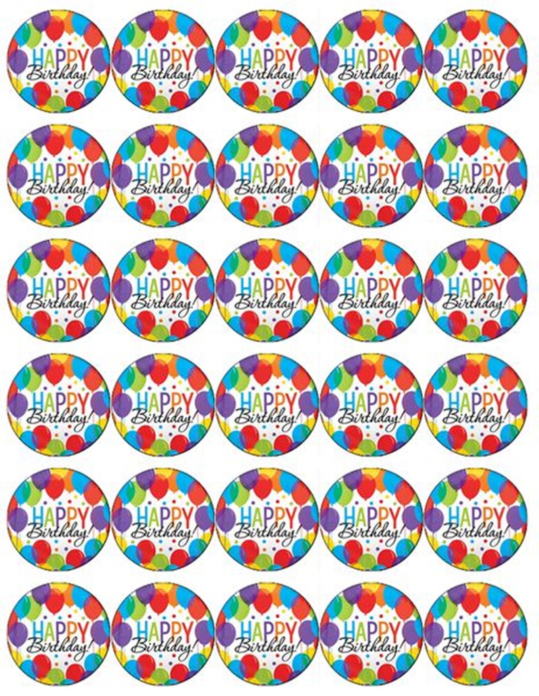 Pack of 30 Muffin Toppers Happy Birthday Birthday Muffin Decoration ...