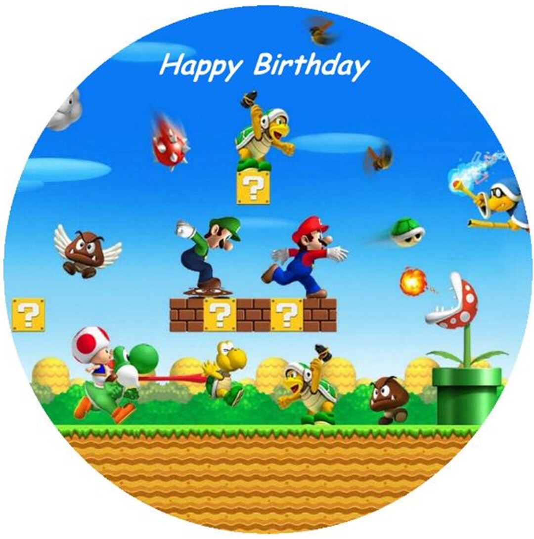 Cake Topper Super Mario Luigi Yoshi Wafer Decorative Paper Cake ...