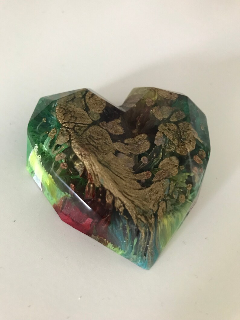 Custom Resin Diamond Heart Paperweight Magnet Hearts Resin - Etsy