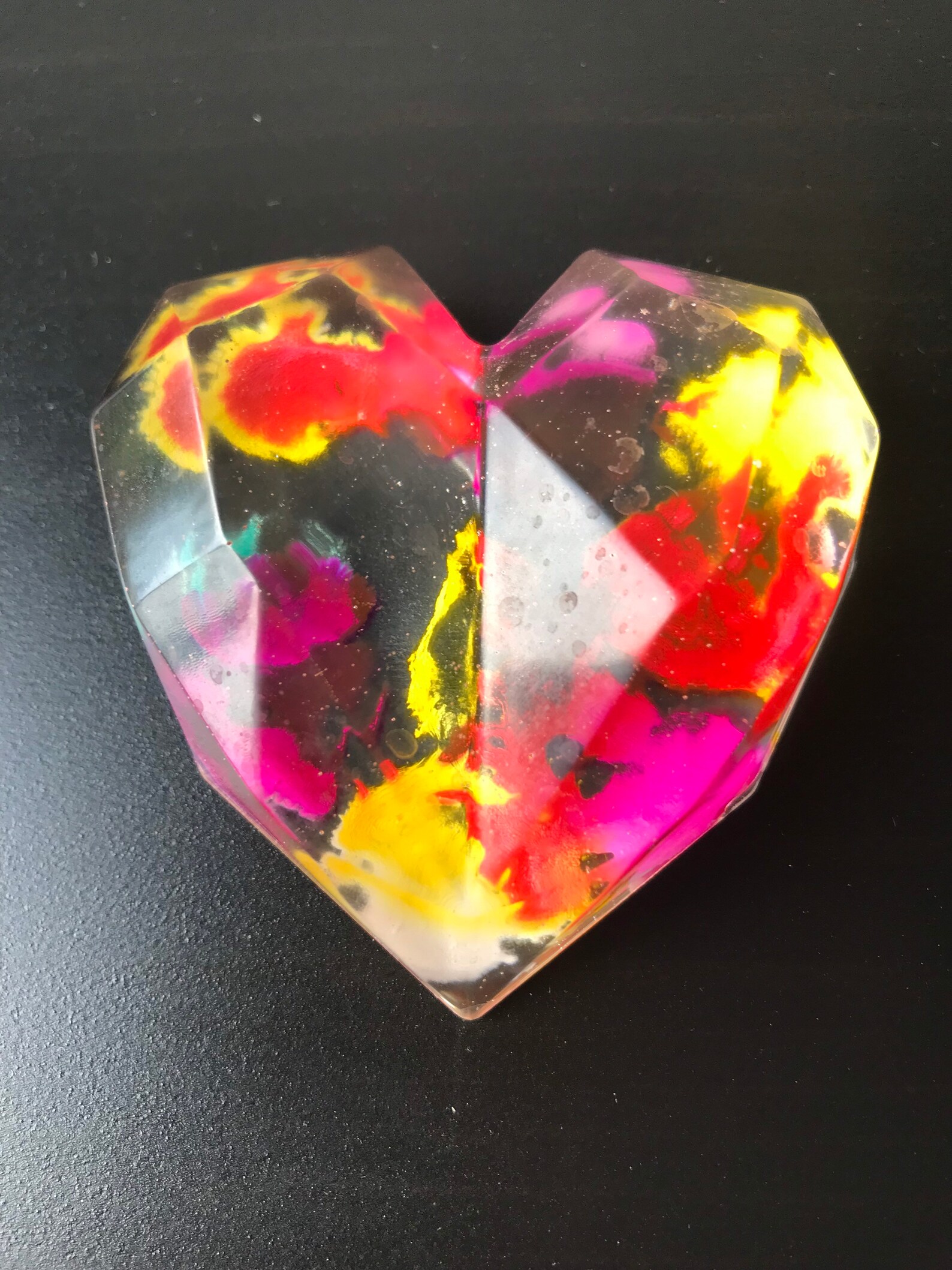 Custom Resin Diamond Heart Paperweight Magnet Hearts Resin - Etsy