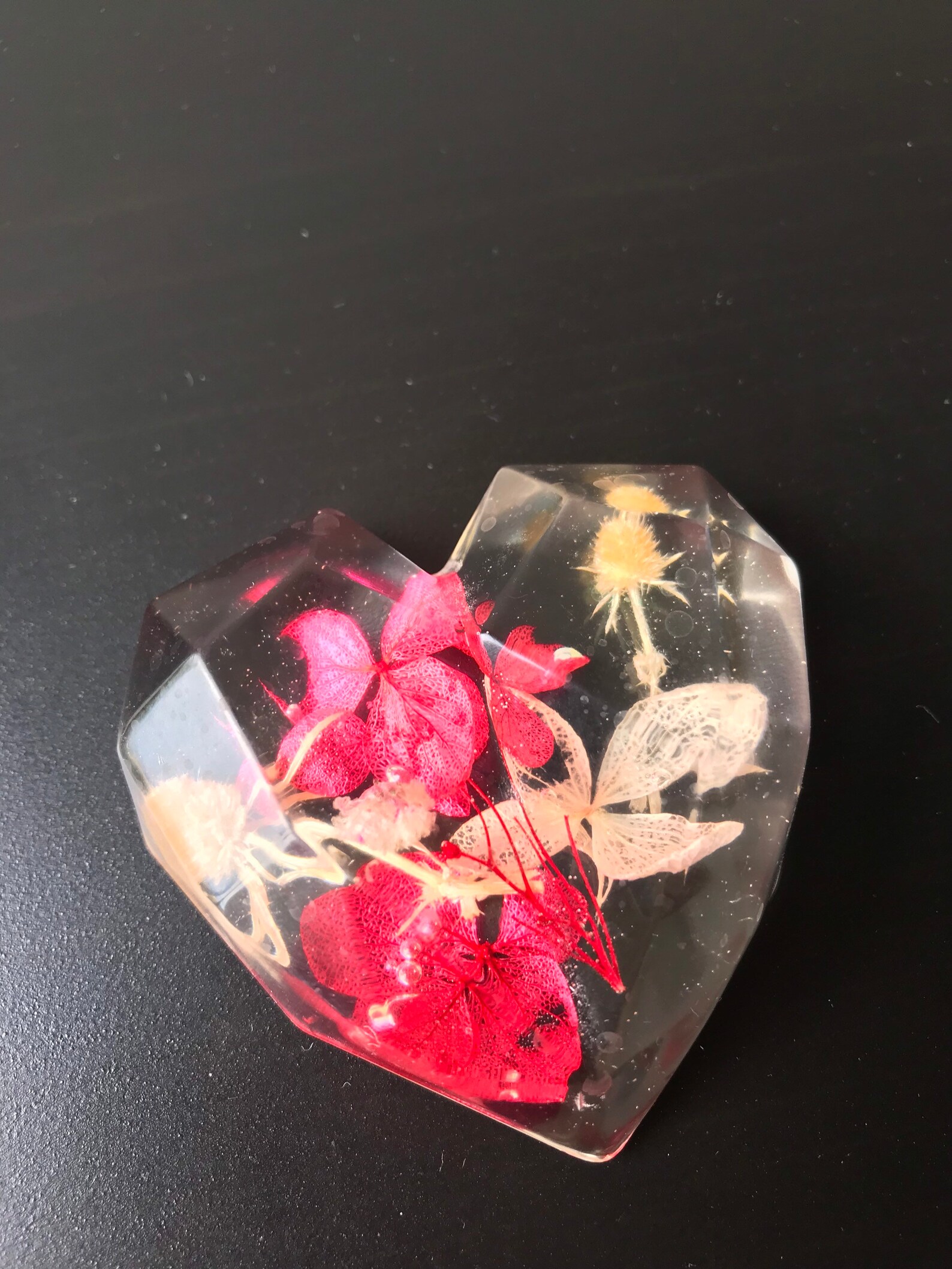 Custom Resin Diamond Heart Paperweight Magnet Hearts Resin - Etsy