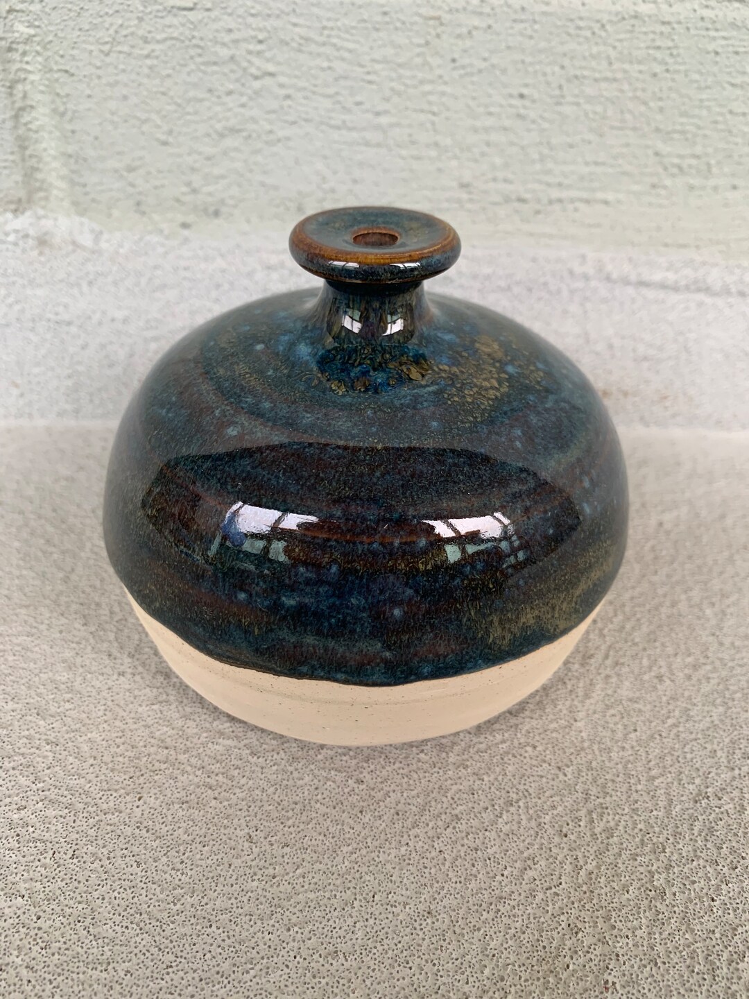 Water Bell Blue Marbled Water Bell Ceramic Piece Thrown on the Wheel ...
