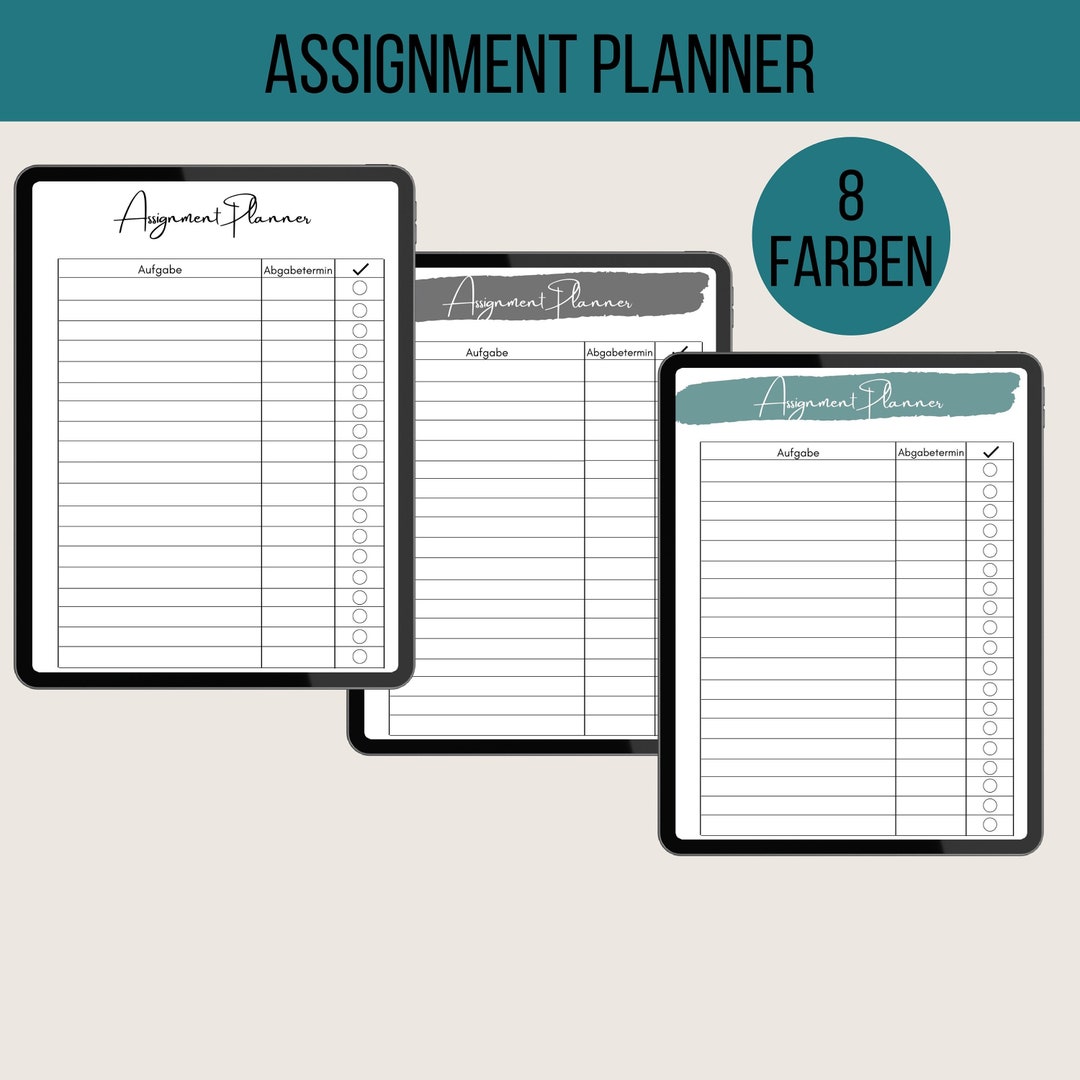 Assignment Planner PDF Digital Assignment Tracker A5 A4 - Etsy