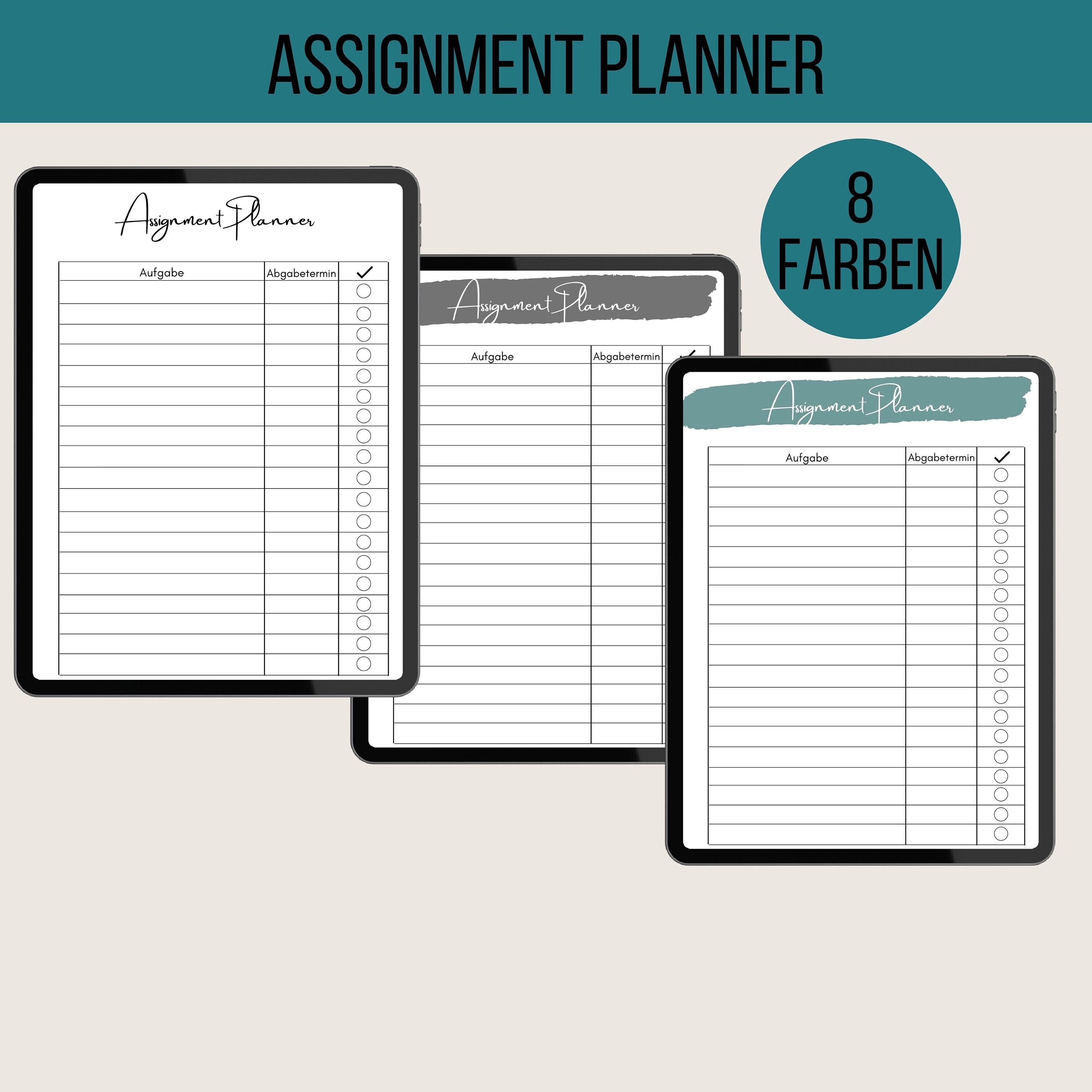 Assignment Planner PDF Digital Assignment Tracker A5 A4 - Etsy