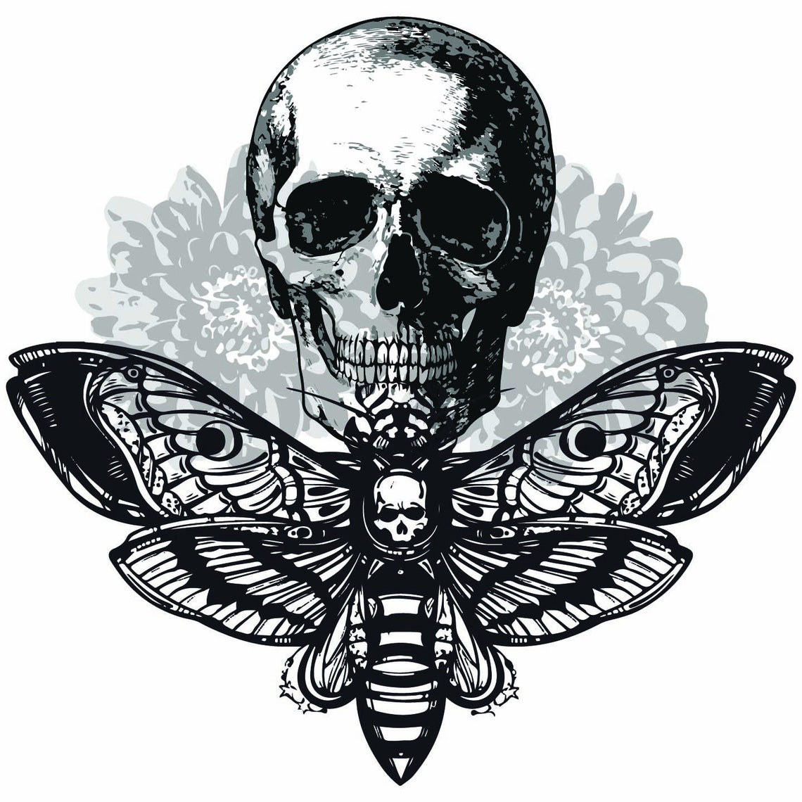 Digital Download Tattoo Style "skull and Death Moth" - Etsy