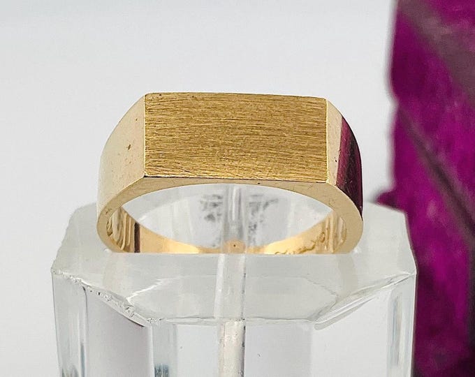 Vintage 10k Yellow Gold Blank Satin Finish Signet Ring - Size 5.25 - Etsy
