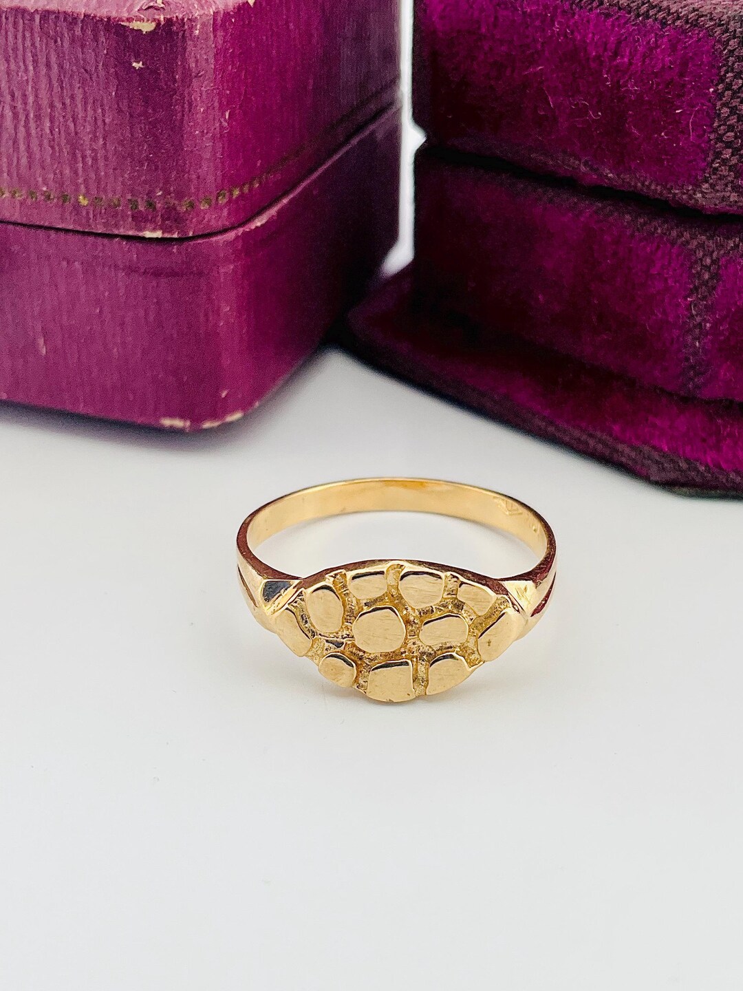 Vintage Nugget Pattern 10k Yellow Gold Ring - Size 6.25 (NO34) - Etsy