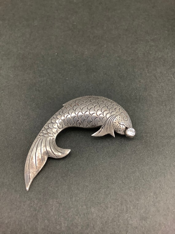 Vintage Sterling Silver Koi Fish Brooch Pisces Brooch | Etsy