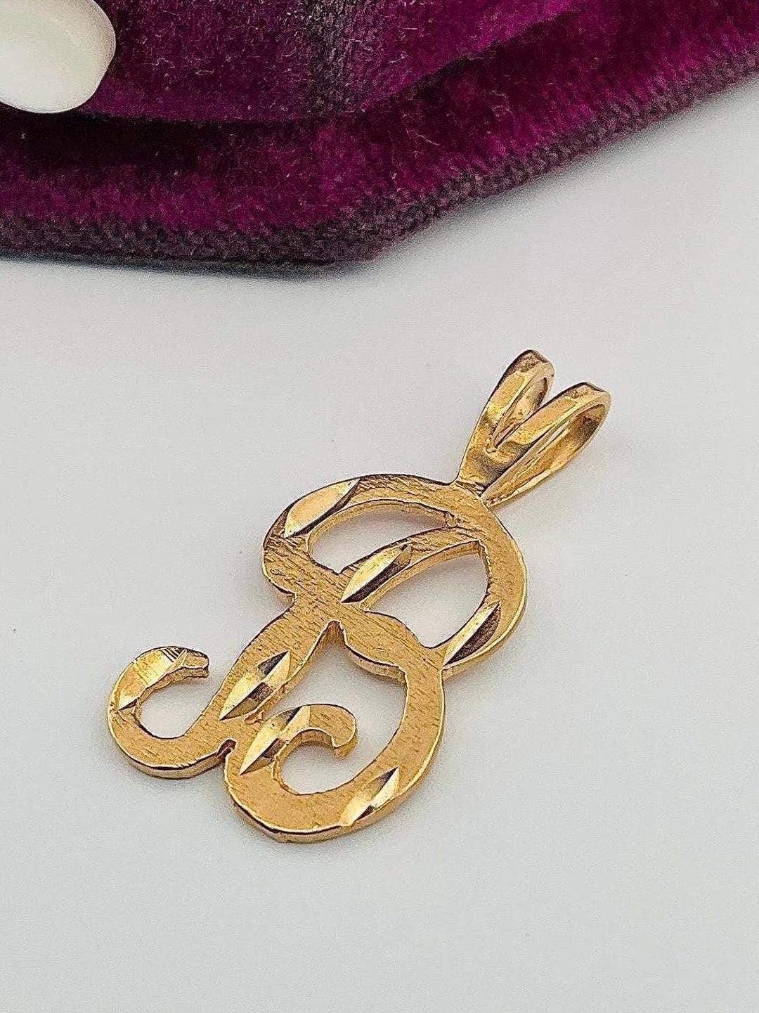 Vintage 10k Yellow Gold Capital Script Letter B Initial Pendant - Etsy