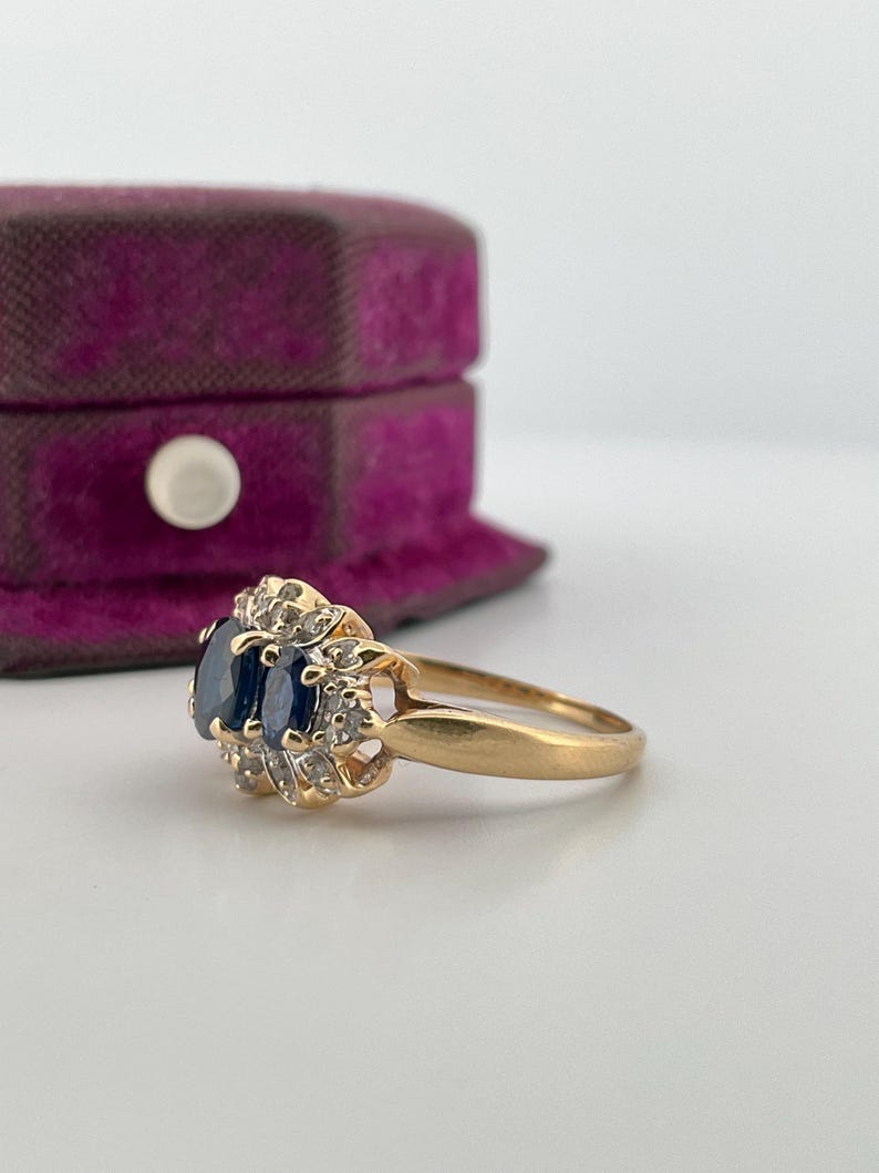 Reserved: Vintage Natural Sapphire Diamond Ring 3 Stone 1ctw 10k Yellow ...