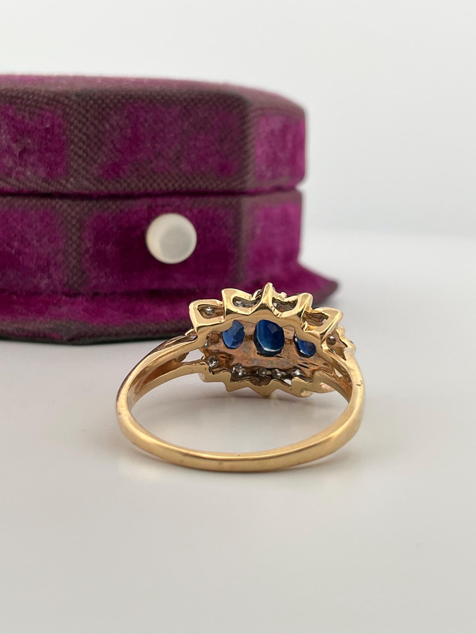 Reserved: Vintage Natural Sapphire Diamond Ring 3 Stone 1ctw 10k Yellow ...