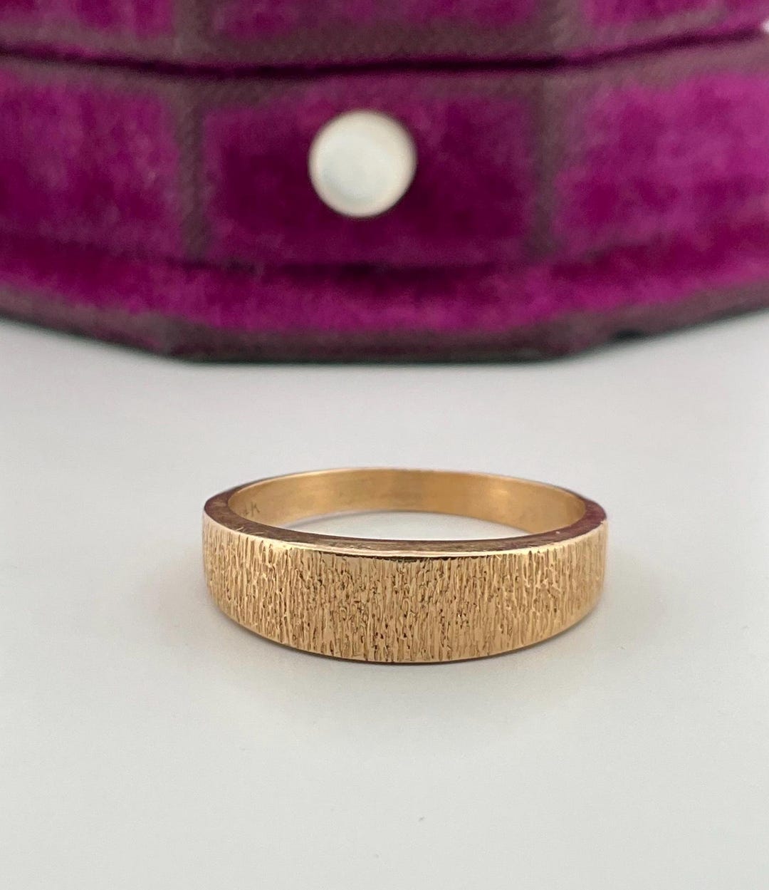 Vintage 14k Textured Tapered Band Bark Finish Yellow Gold Ring - Etsy