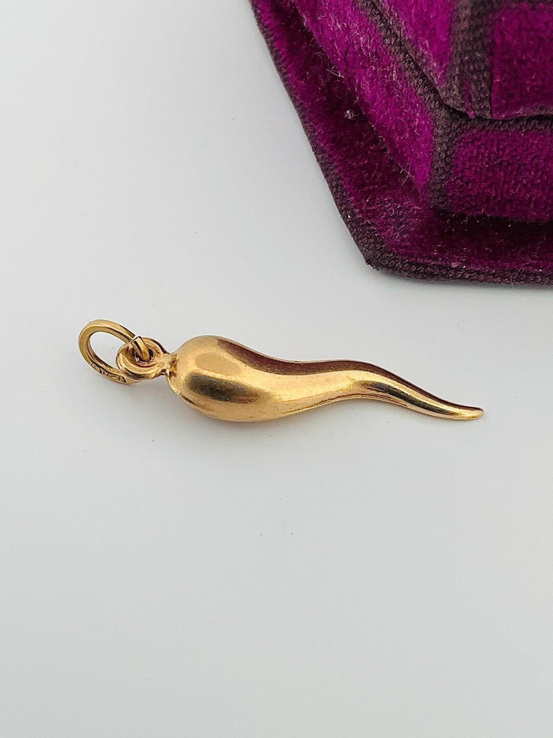 Vintage 10k Yellow Gold Italian Lucky Horn Cornicello Good Luck Charm ...