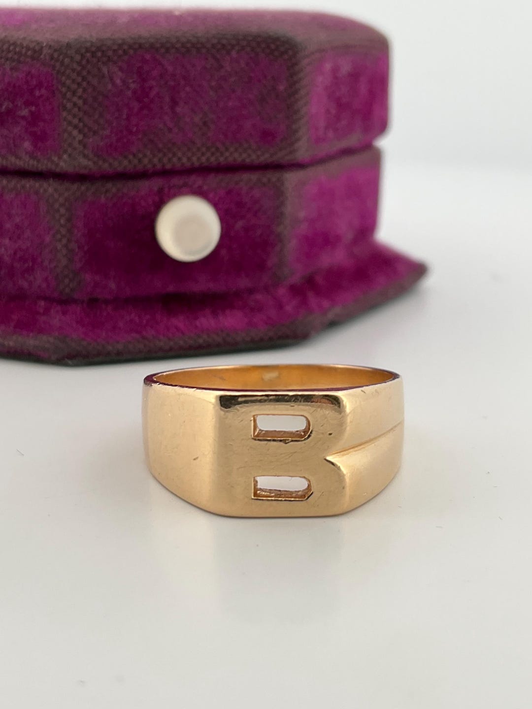 Vintage Letter B Initial Ring 14k Yellow Gold - Etsy