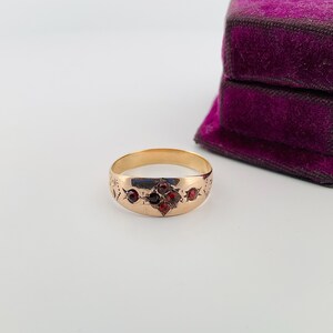 Antique Rose Cut Garnet Ring Band 9k Yellow Gold - Size 8.5 - Etsy