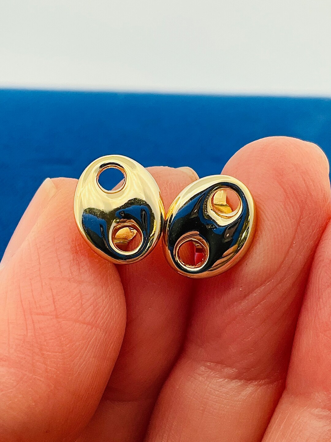 Sterling Silver Puffed Gucci Link Stud Earrings Gold Plated - Etsy