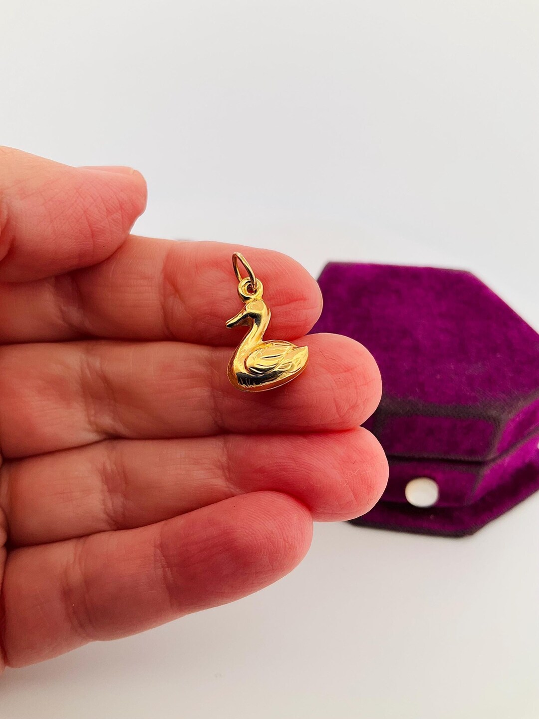 Tiny Vintage 9ct Yellow Gold Puffy Swan Charm Pendant OC14G - Etsy